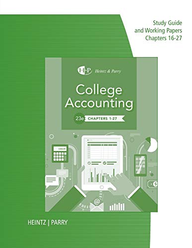 College Accounting - Study Guide/Working Papers, 16-27 - STANZATEXTBOOKS
